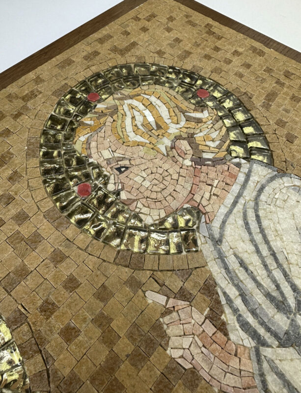 Handmade mosaic of St. Joseph holding Baby Jesus - Jordan Crafts
