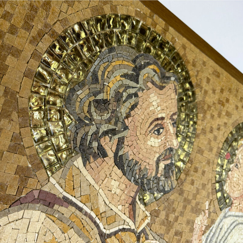 Handmade mosaic of St. Joseph holding Baby Jesus - Jordan Crafts